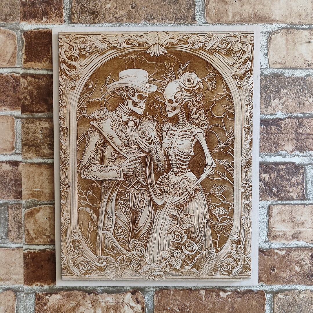 Skeleton Couple, Skeleton Lovers 3D Illusion Wood Laser Engraving ...