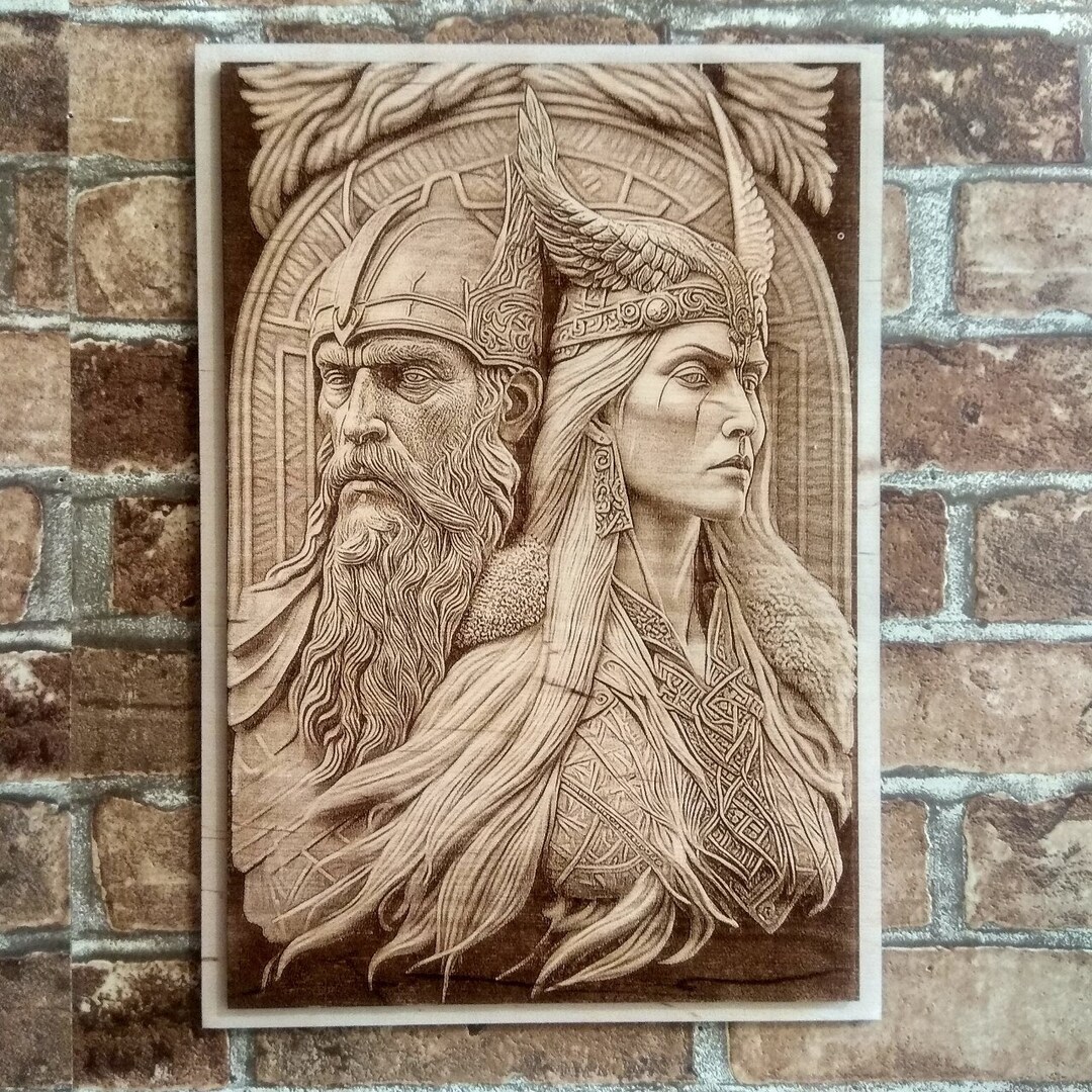 Freya Odin, 3D Illusion Laser Engraved Viking Mythology Wood Wall Art ...