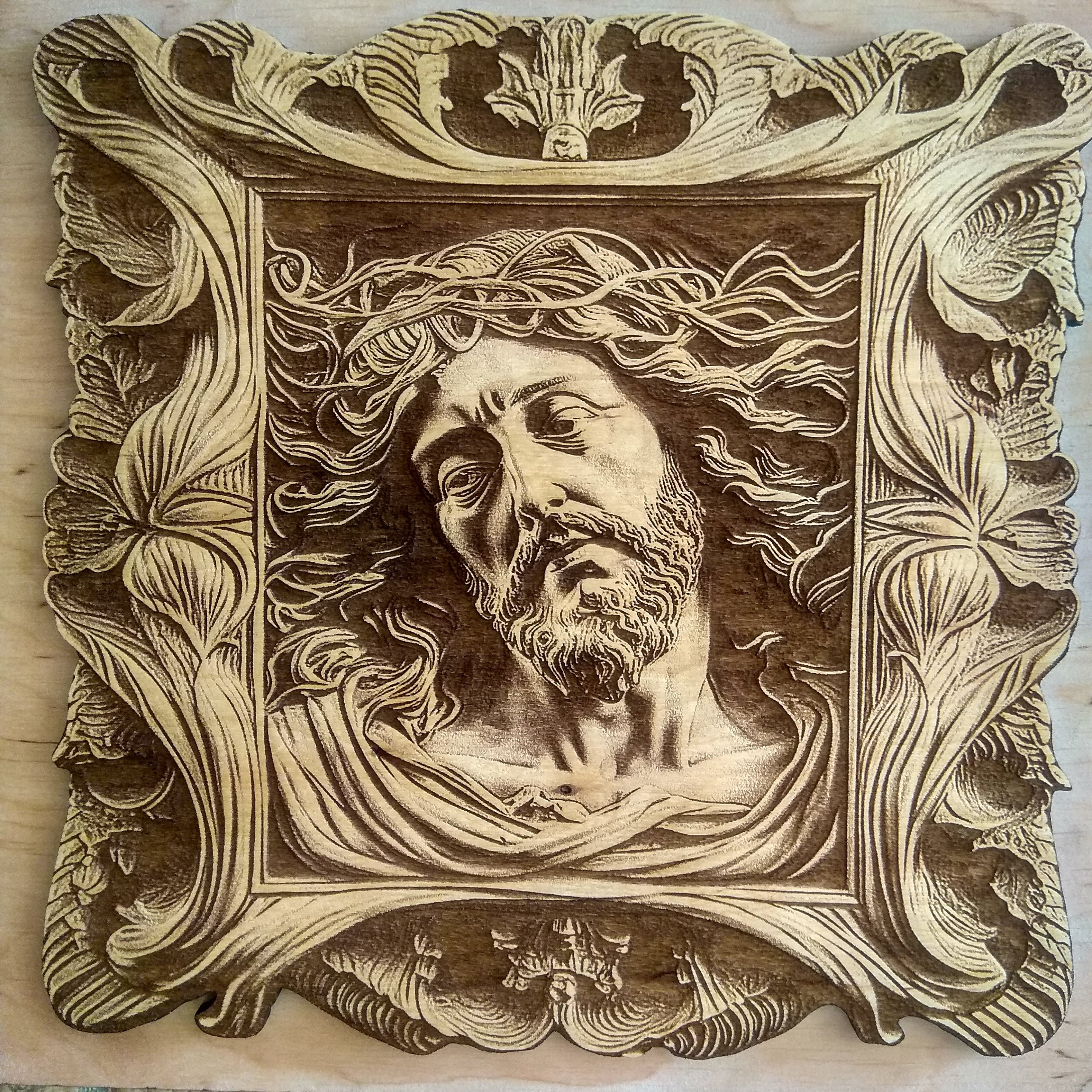 Jesus Christ Wooden Art, Catholic Icons, Laser Engraving Religious Icon ...