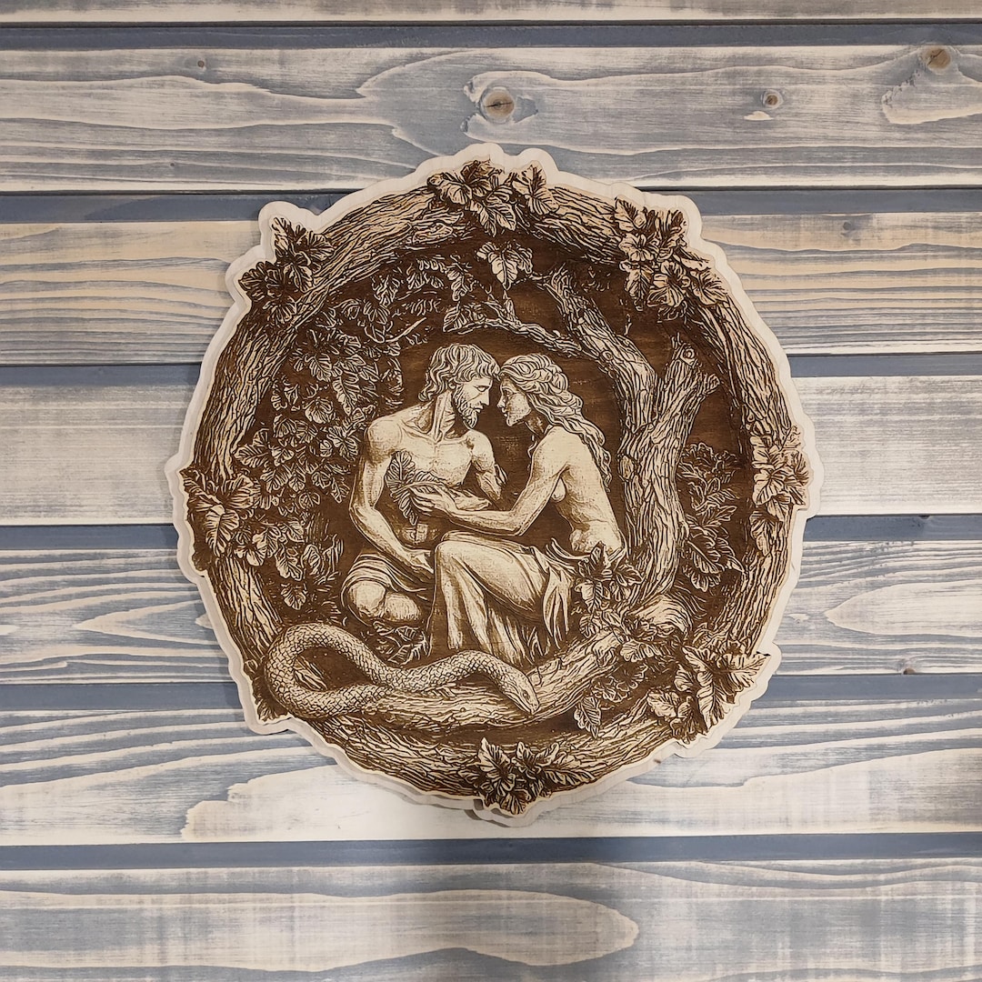Adam and Eve, Wood Laser Engraved Bible Scene, Modern Christian Art - Etsy