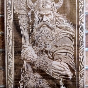 Wood Laser Engraving Thor Art, 3D Illusion Norse Mythology Viking Decor ...