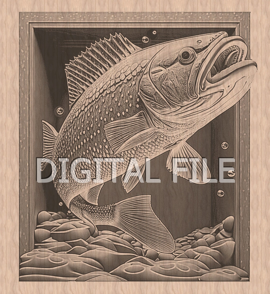 Laser Engraving Files, Bass, Fish, 3D Illusion, Wood Engraving ...
