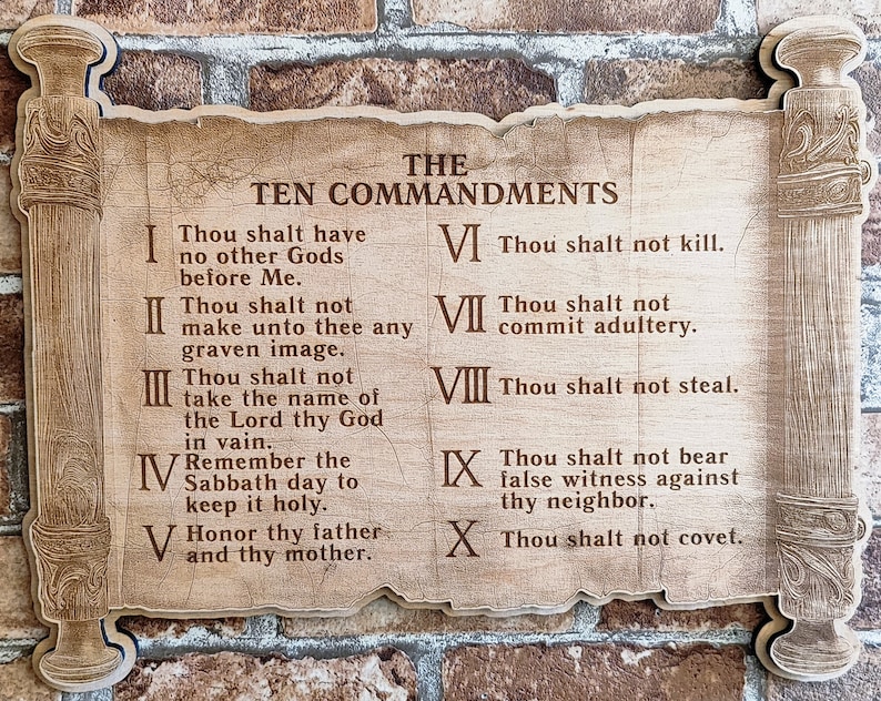 10 Commandments, Laser Engraved Bible Verse Wall Art, Religious Gift ...