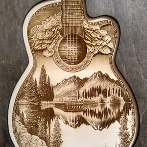 Acoustic Guitar, 3D Illusion Laser Engraving Wall Art, Lakehouse Wall ...