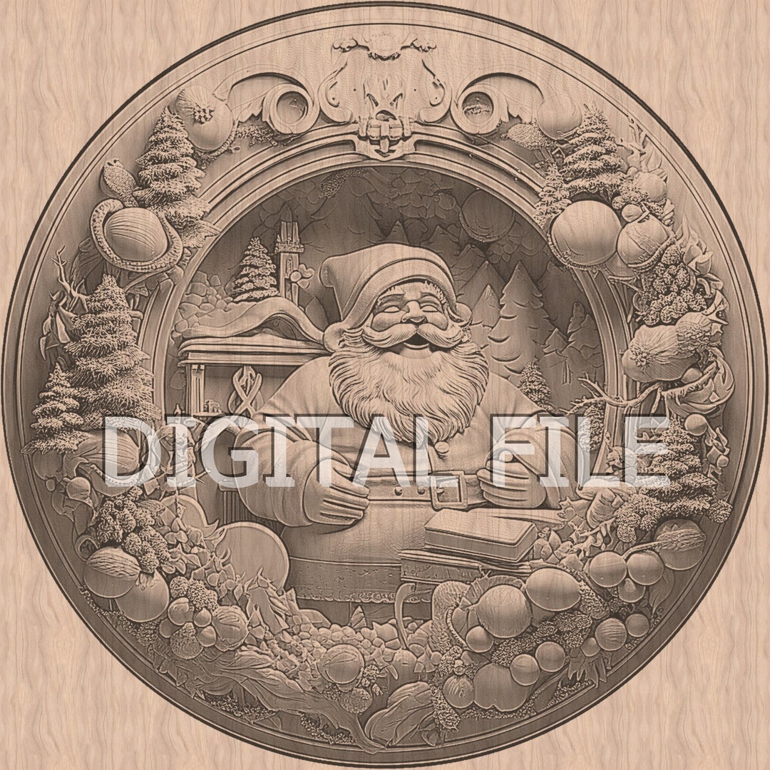 Laser Engraving Files, Santa Claus Png, 3D Illusion, Wood Engraving ...