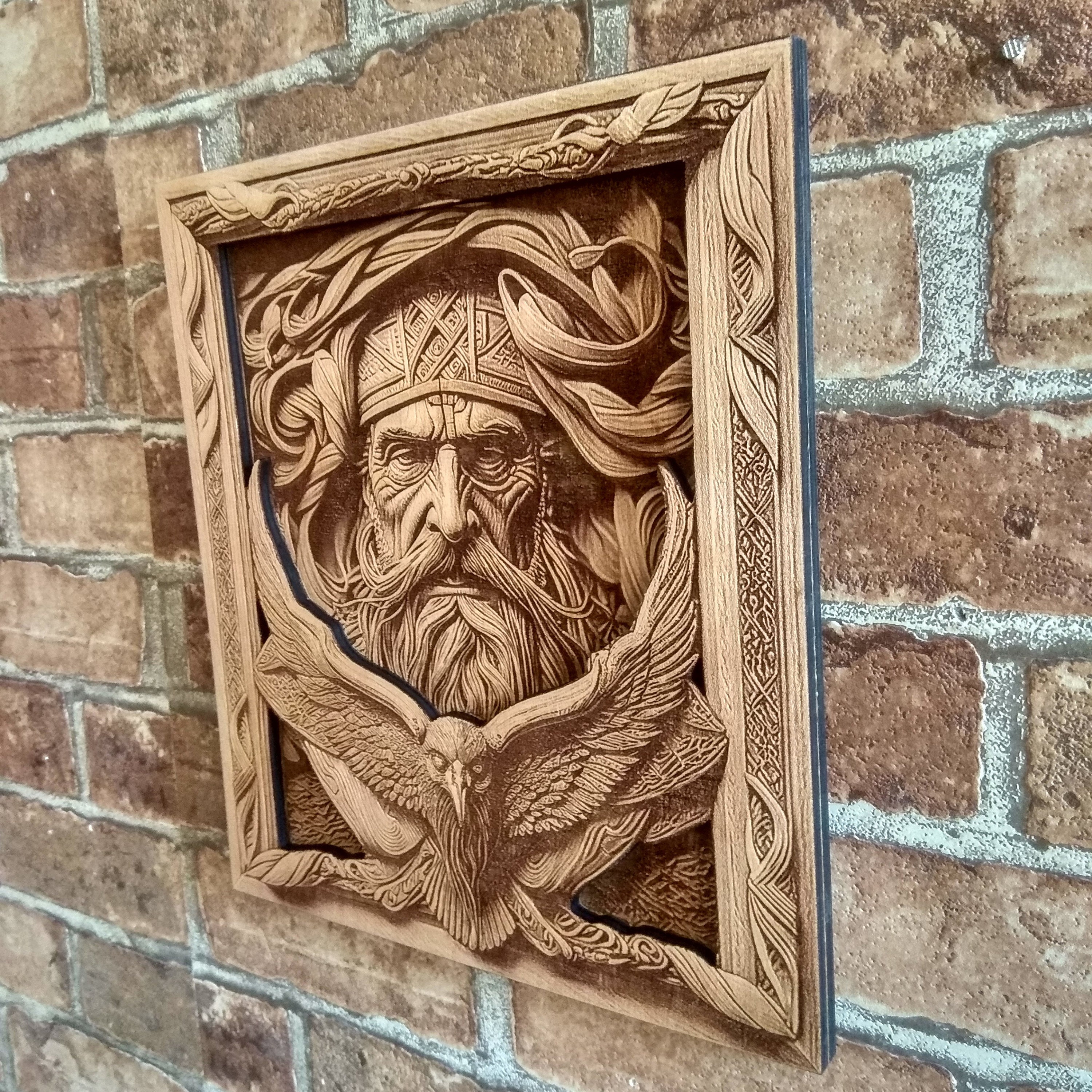 Laser Engraved Odin Art: 3D Norse Mythology Viking Decor - Etsy