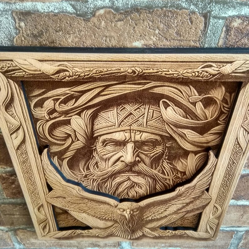 Laser Engraved Odin Art: 3D Norse Mythology Viking Decor - Etsy