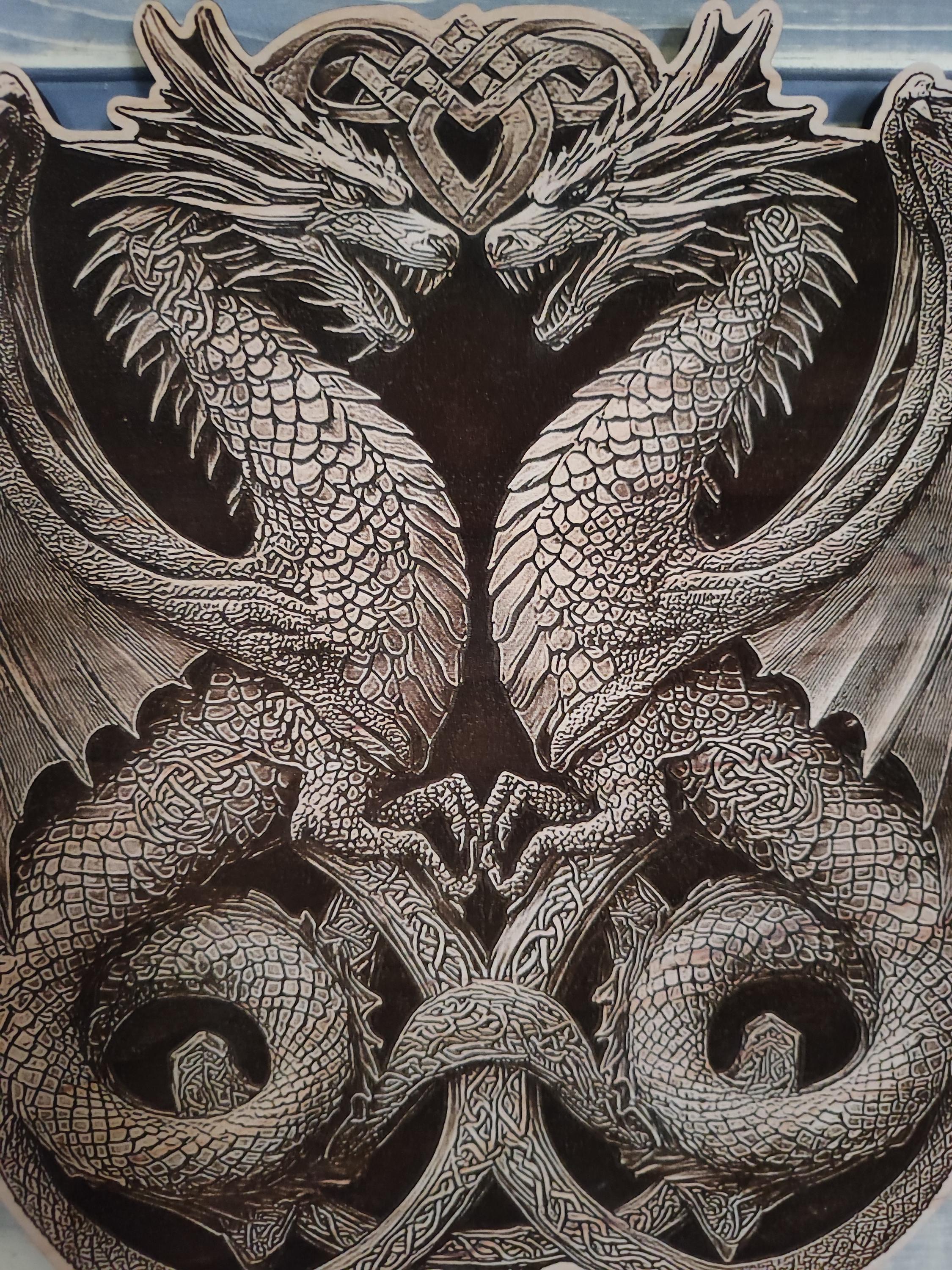 Celtic Dragons Wood Wall Art | Fantasy Art | Laser Engraved Dragon ...