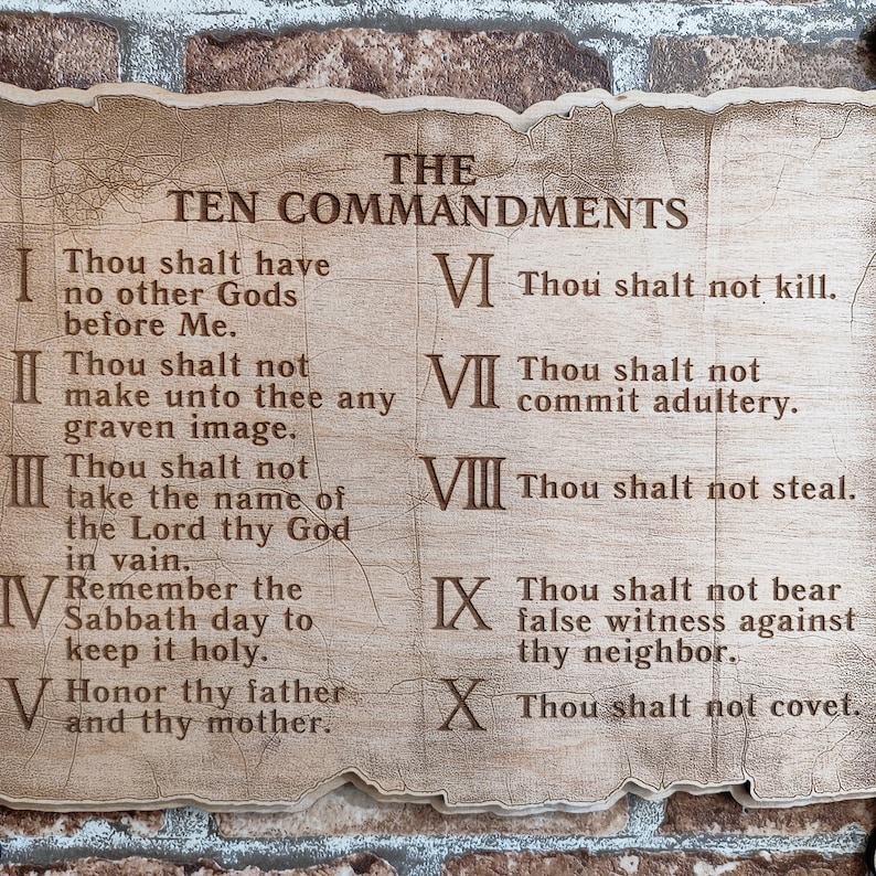 10 Commandments, Laser Engraved Bible Verse Wall Art, Religious Gift ...