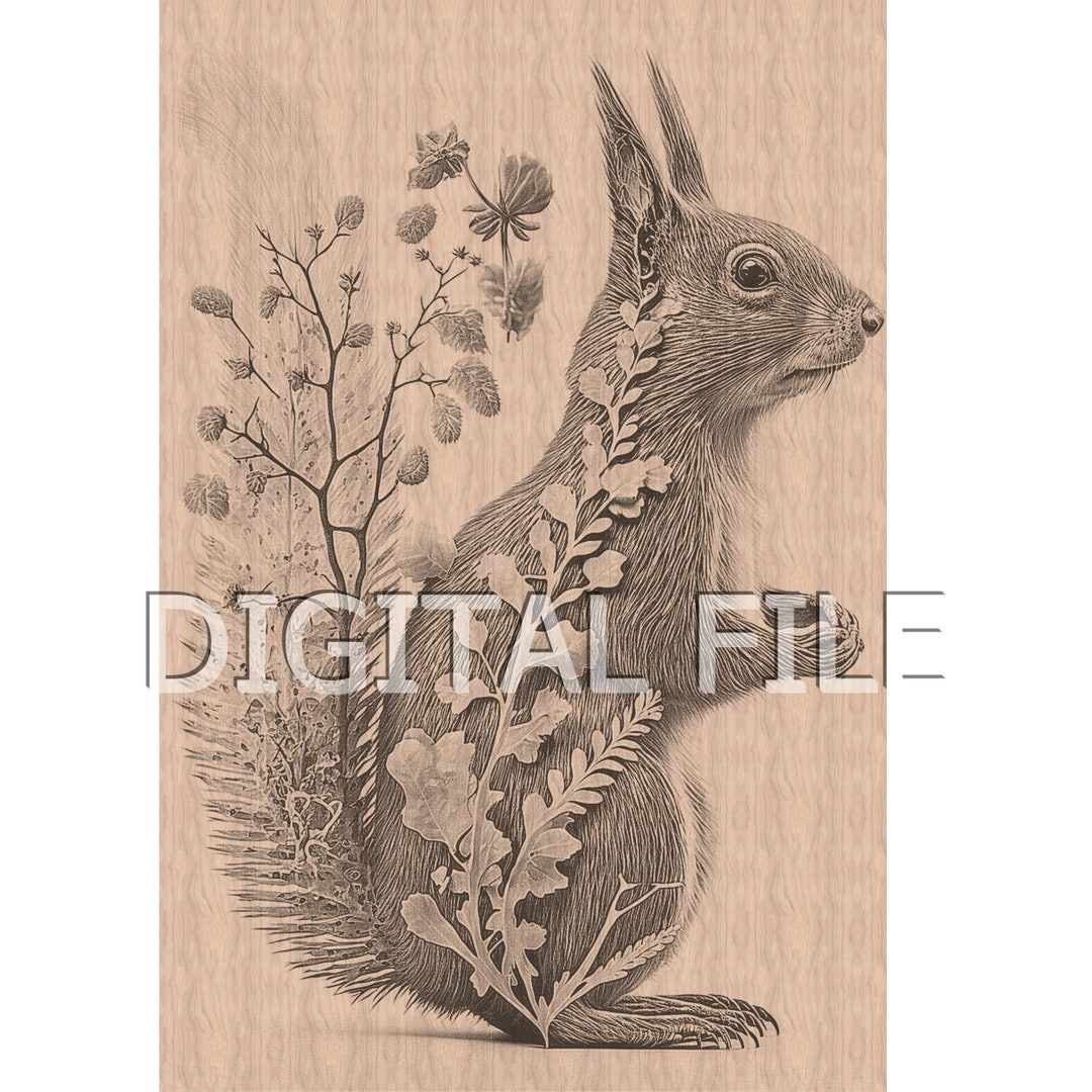 Laser Engraving Files, Squirrel, 3D Illusion, Wood Engraving, Glowforge ...