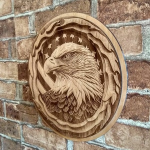Wood Burning American Eagle, 3D Laser Engraving Bald Eagle and Flag. - Etsy