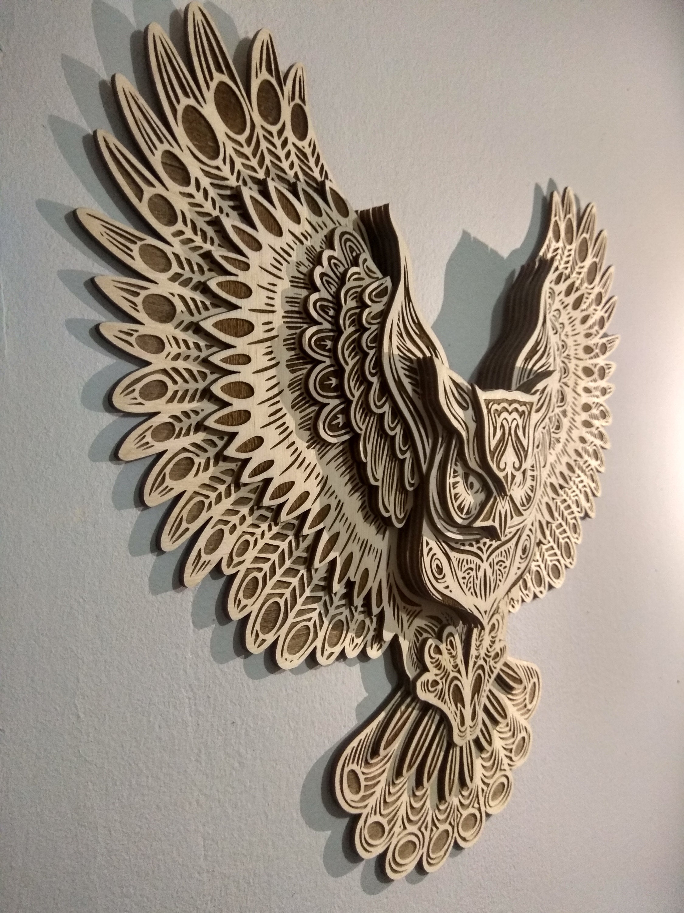 Owl Wood Wall Hanging 3D Owl Wall Decor Owl Gift Multilayer | Etsy