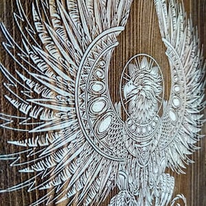 Wood Burned Phoenix Wall Hanging, Firebird Fantasy Inspirational Wall ...