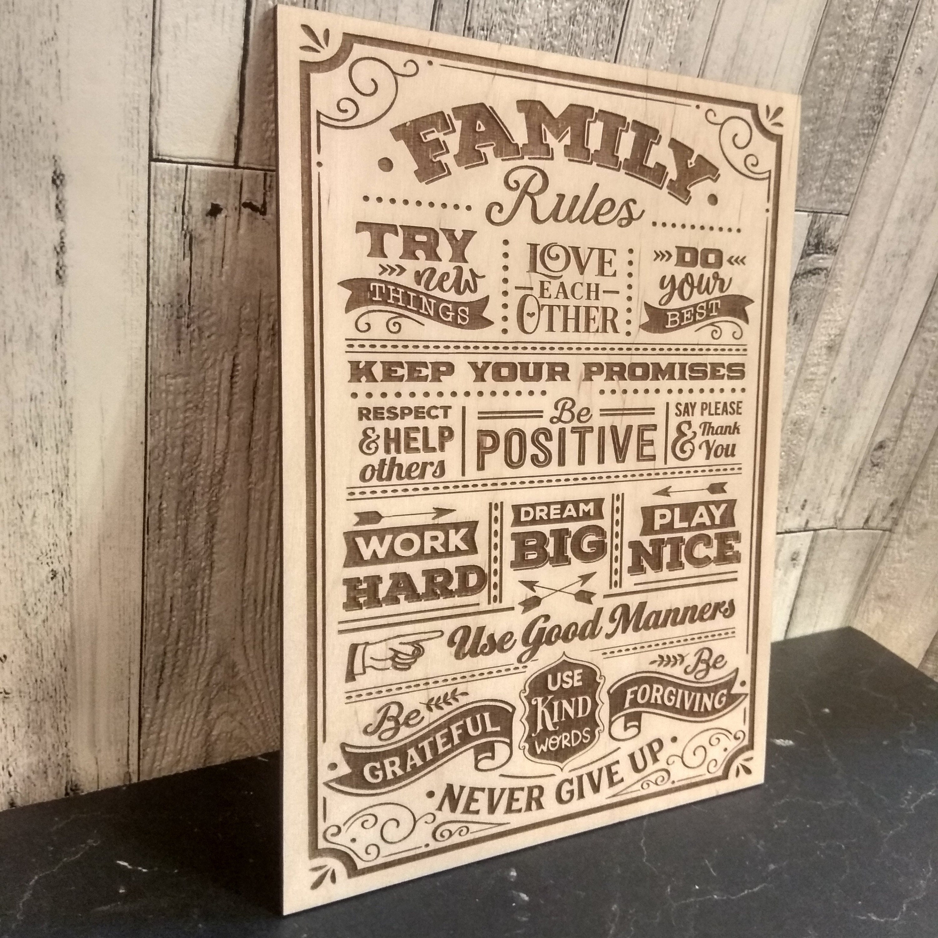 Family Rules Wood Sign House Rules Sign Custom Wood Sign. | Etsy