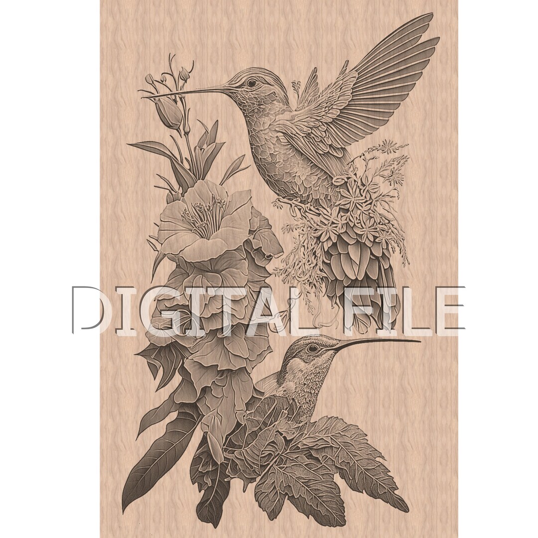 Laser Engraving Files, Hummingbird, 3D Illusion, Wood Engraving ...