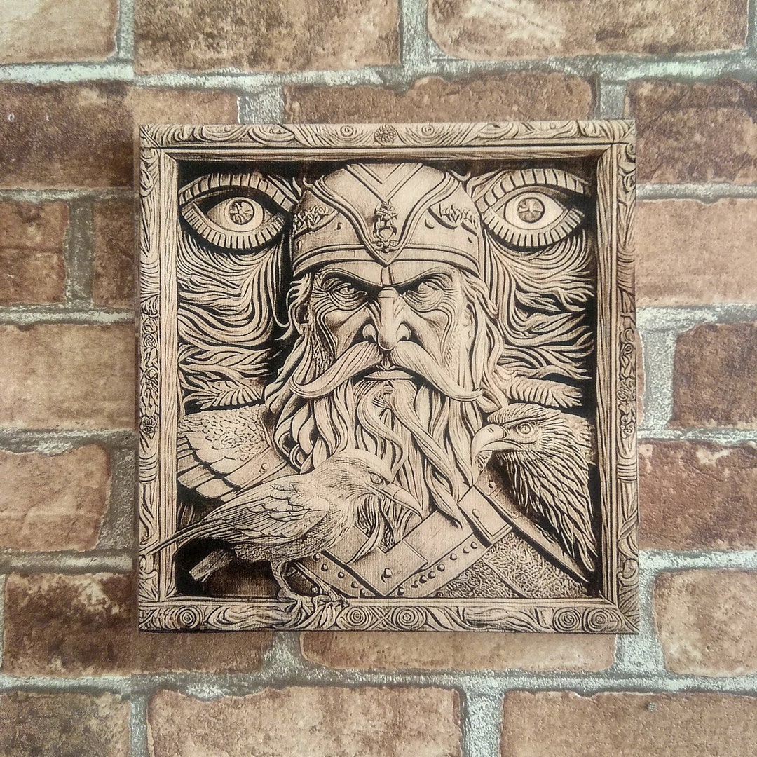 Wood Burning Odin Art, Norse Mythology Viking Decor, Wood Laser ...