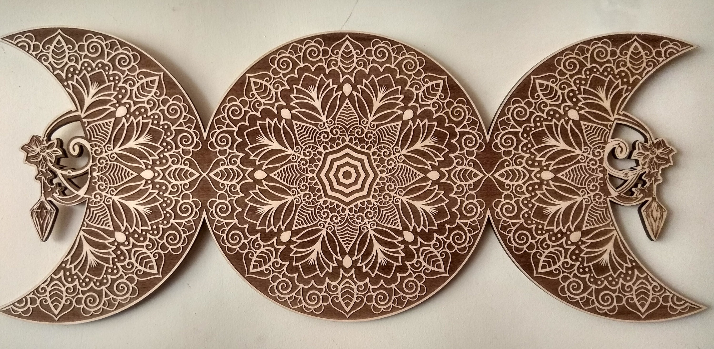 Wooden Triple Moon Flower Wall Art Triple Goddess Wall Decor. | Etsy