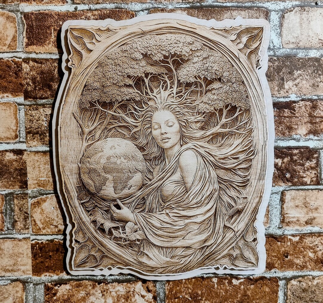 Gaia Greek Goddess, Earth Mother, Greek Mythology Wood Laser Engraving ...