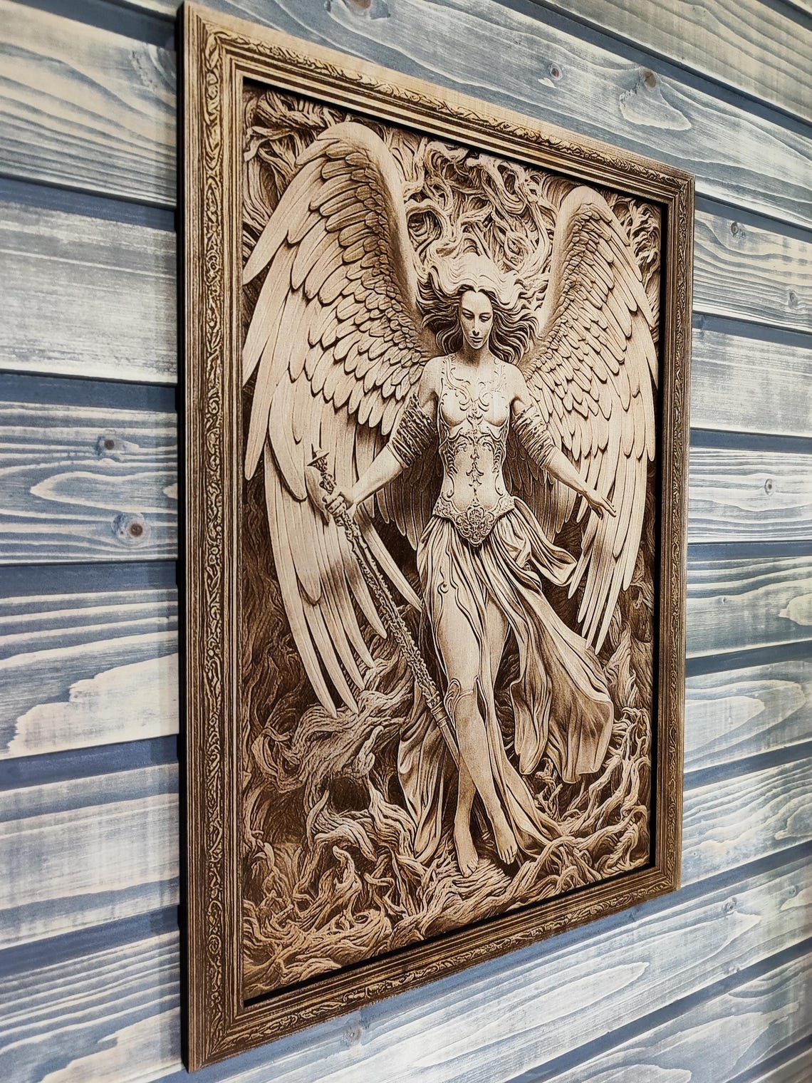 Angel, 3D Illusion Laser Engraving Wood Wall Art. - Etsy