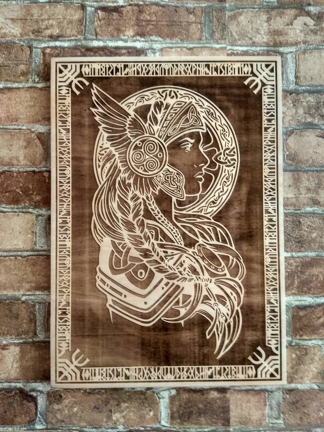 Wood Burned Valkyrie Wall Art, Norse Mythology, Pagan Wall Hanging. - Etsy