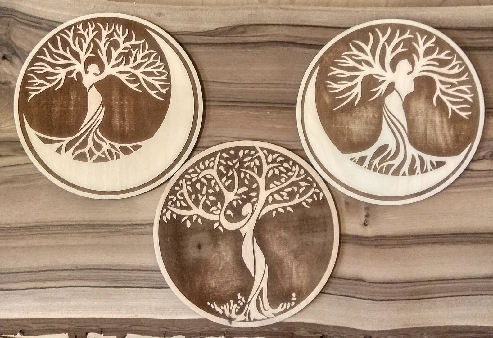 Triple Moon Goddess Moon Phases Tree of Life Moon Phase Wall | Etsy