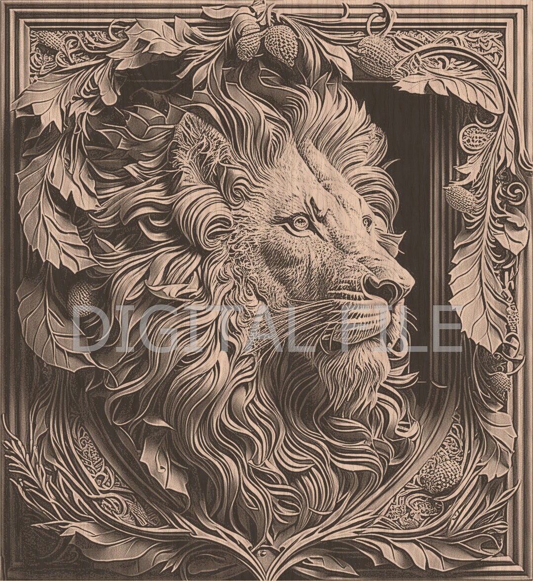Laser Engraving Files, Lion, 3D Illusion, Wood Engraving, Glowforge ...