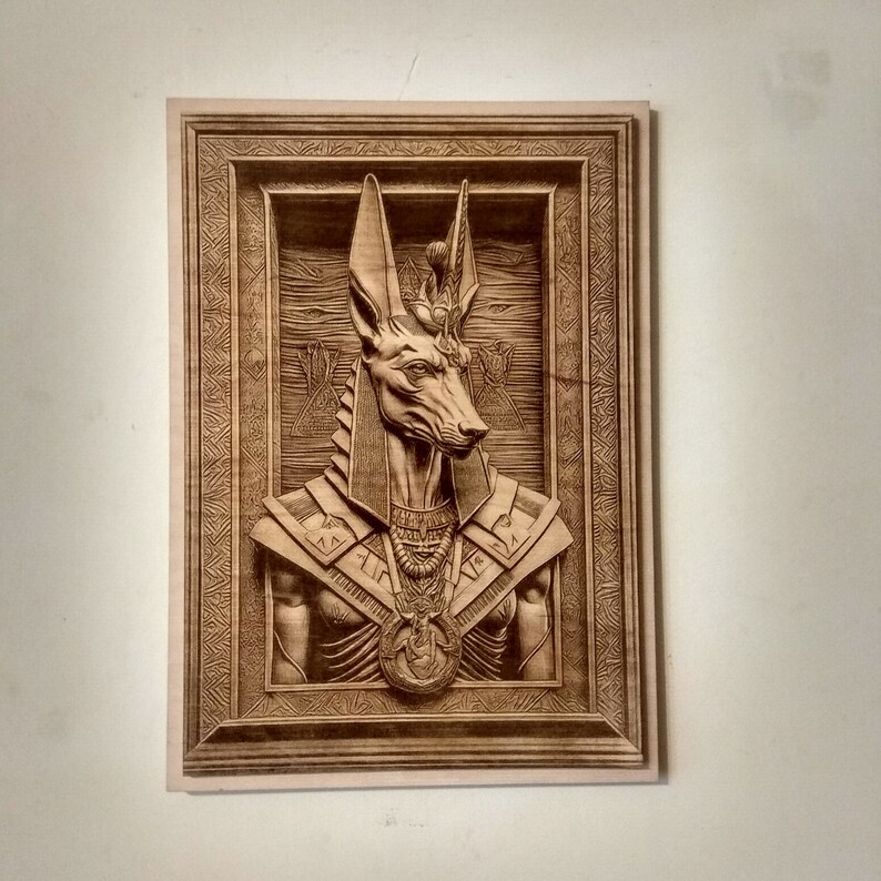Anubis Wood Wall Decor: 3D Laser Engraved Egyptian Mythology Art - Etsy
