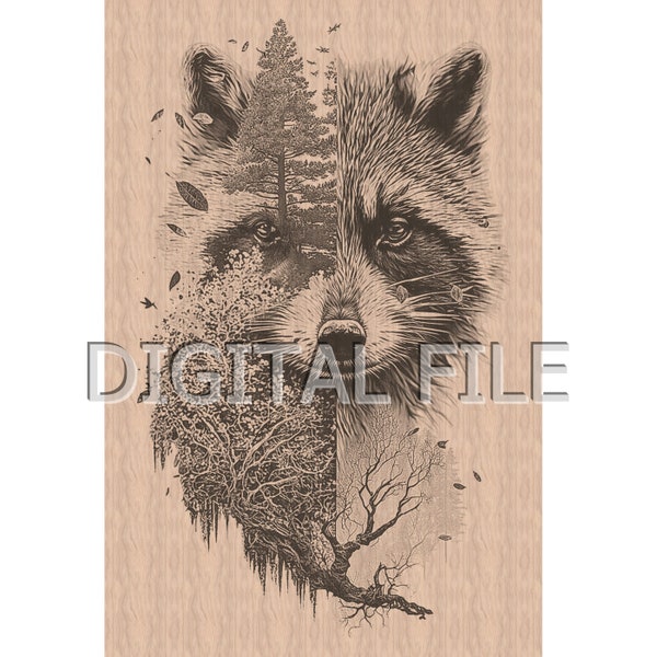 Laser Engraving Files Raccoons - Etsy