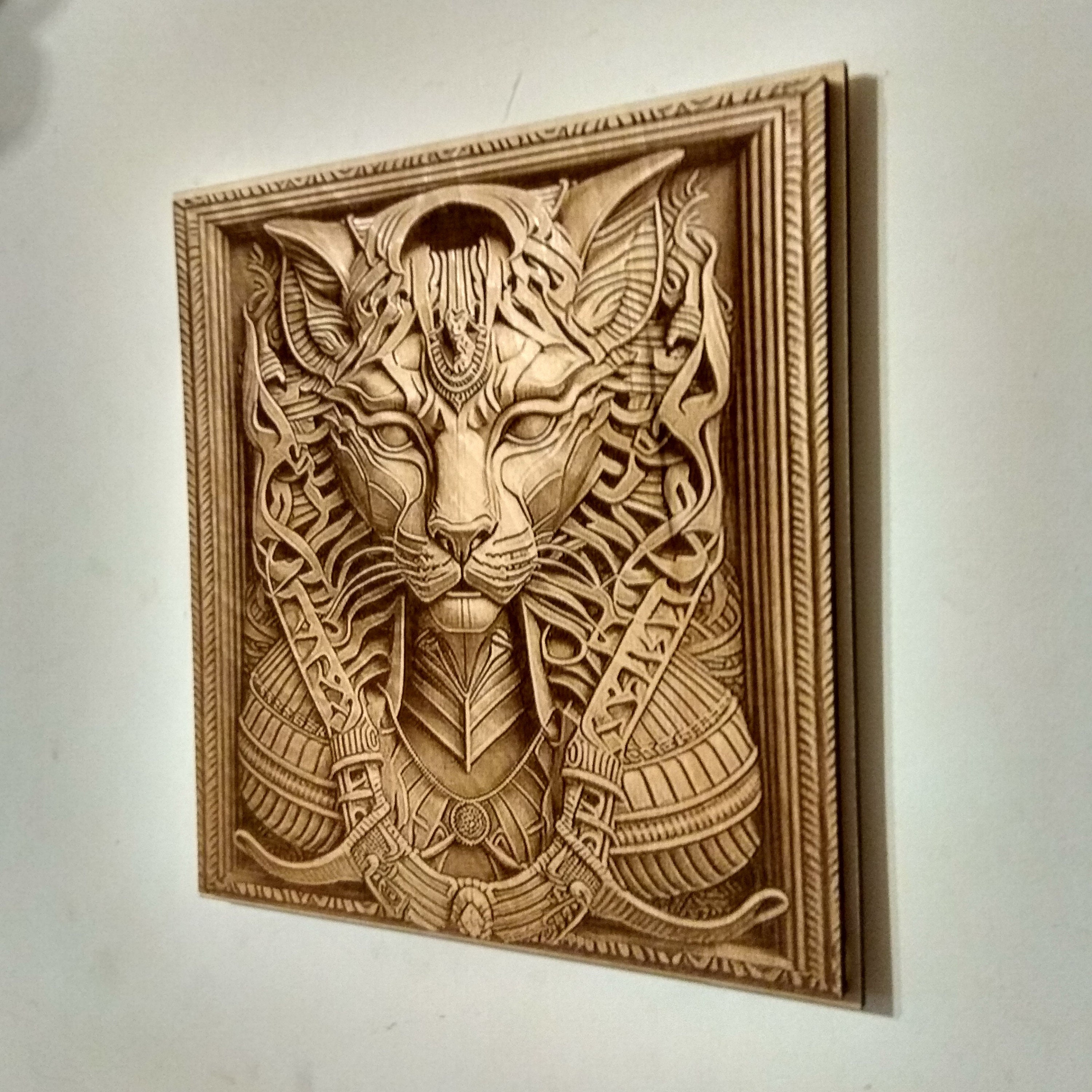 Laser Engraved Bastet Wall Decor: Egyptian Cat Goddess Art - Etsy