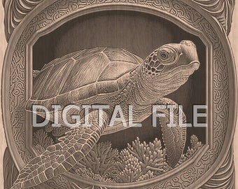 Digital Design File Sea Turtle Glowforge Laser Ready Engrave SVG 10 X ...