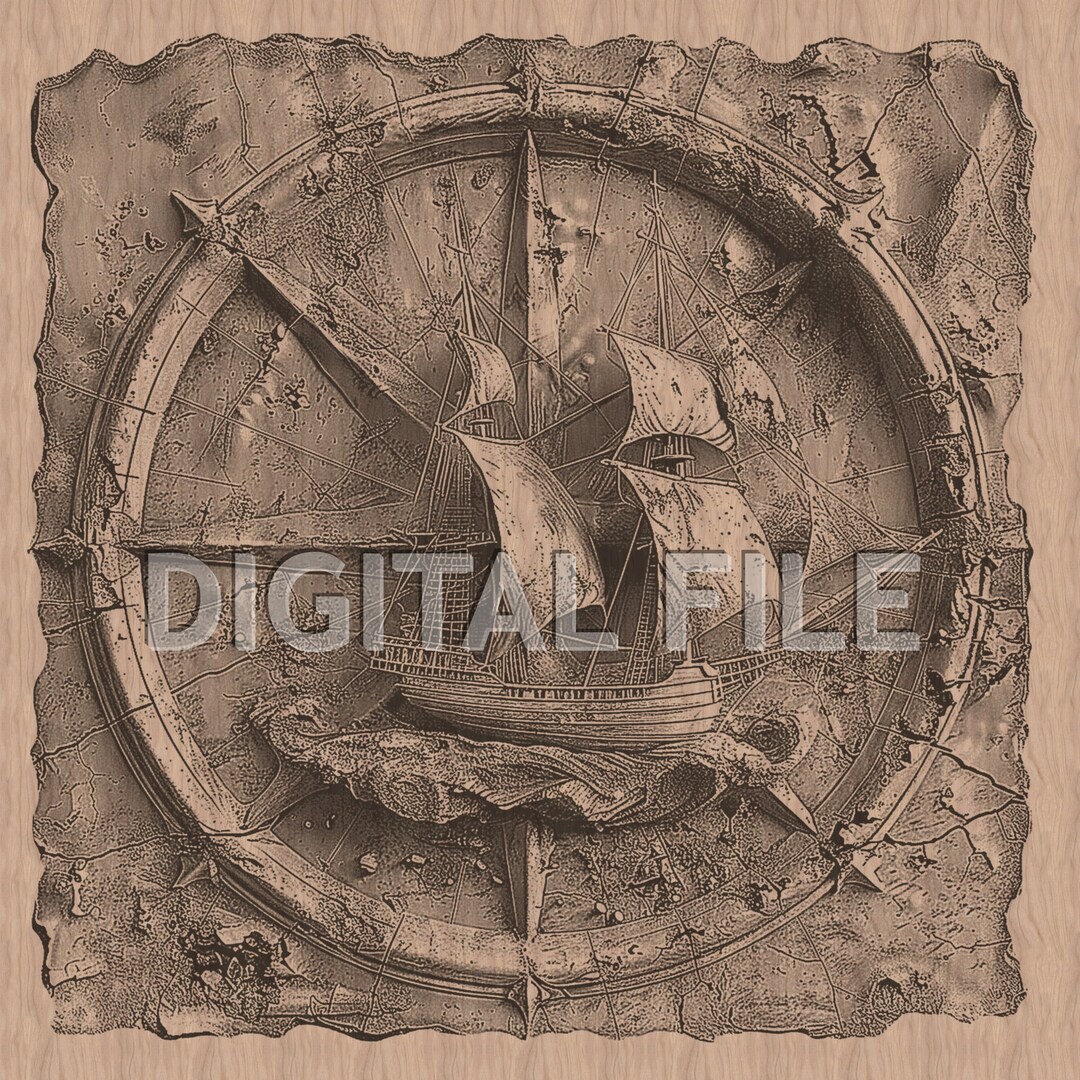 Laser Engraving Files, Compass Rose, 3D Illusion, Wood Engraving ...