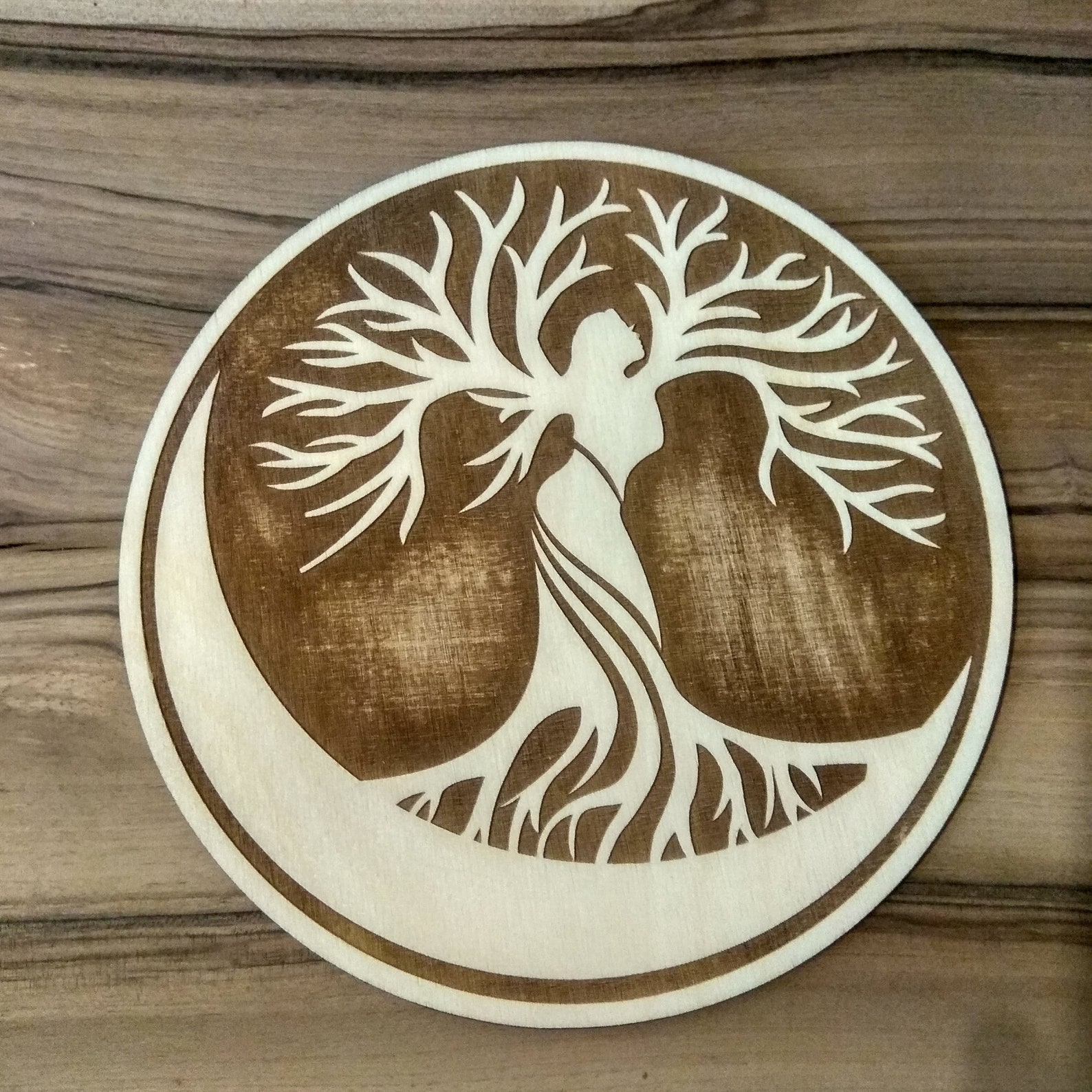 Triple Moon Goddess Moon Phases Tree of Life Moon Phase Wall | Etsy