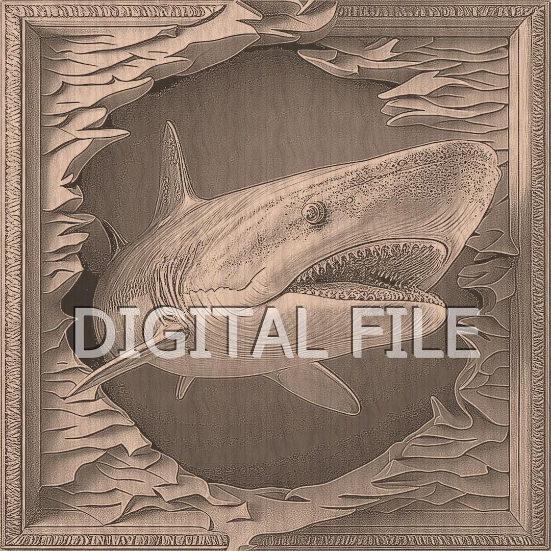 Laser Engraving Files, Shark, 3D Illusion, Wood Engraving, Glowforge ...
