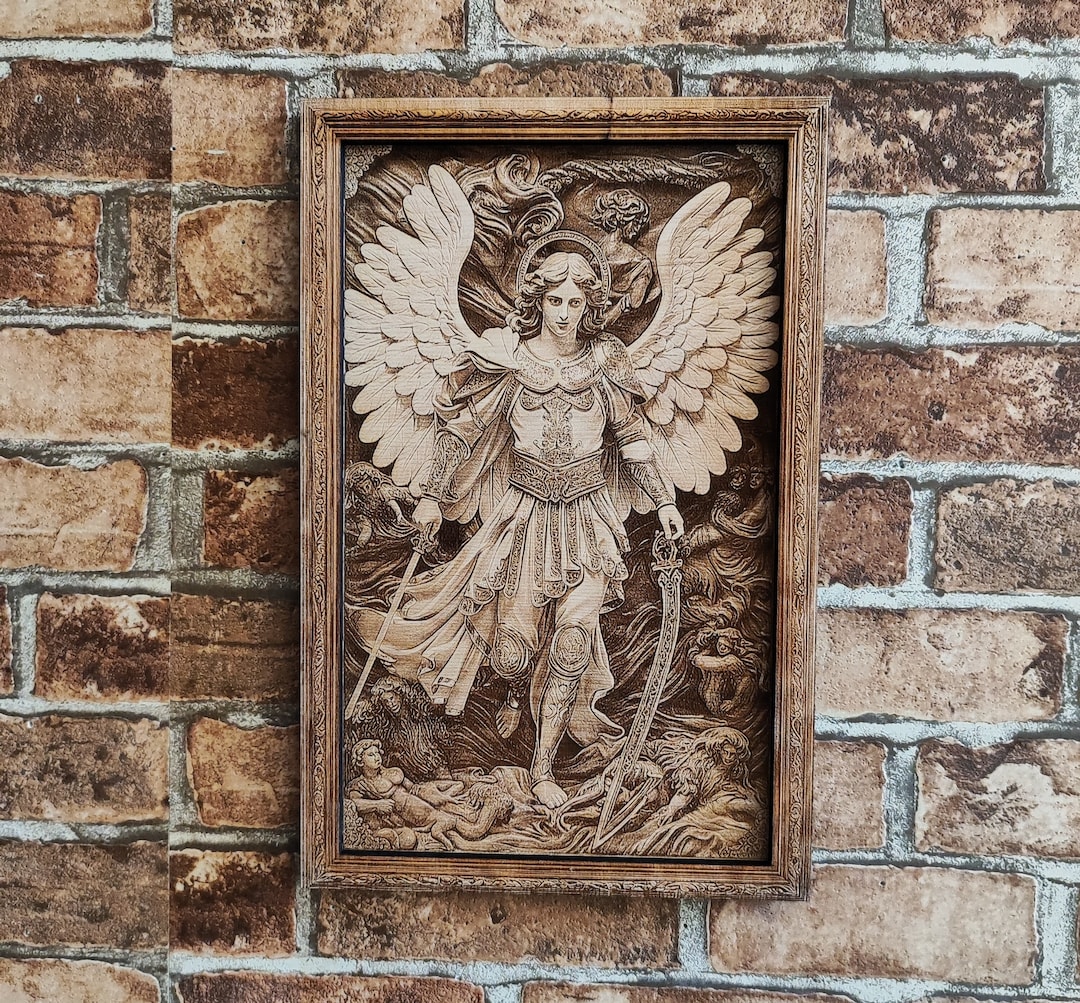 Archangel Michael, 3D Illusion, Laser Engraving Christian Art. - Etsy