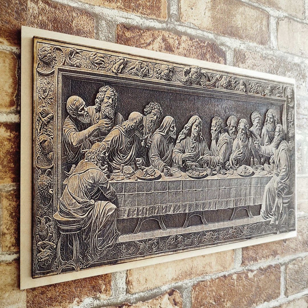 Last Supper Wall Art, 3D Illusion Religious Wood Sign, Orthodox ...