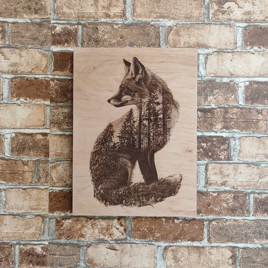 Fox Silhouette With Forest, Laser Engraving Wall Art. - Etsy