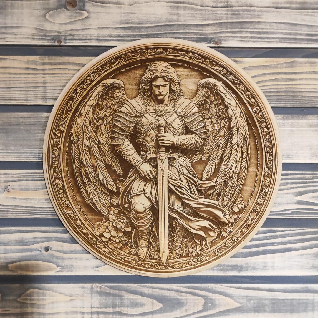 Archangel Michael, Laser Engraved Modern Christian Art. - Etsy