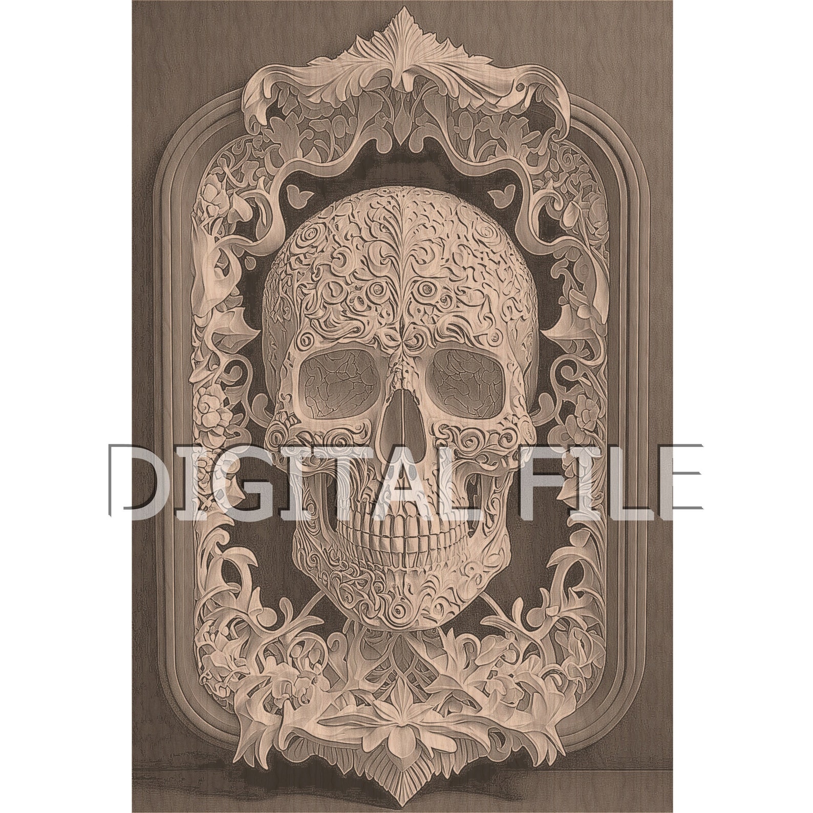 Laser Engraving Files, Sugar Skull, 3D Illusion, Wood Engraving ...