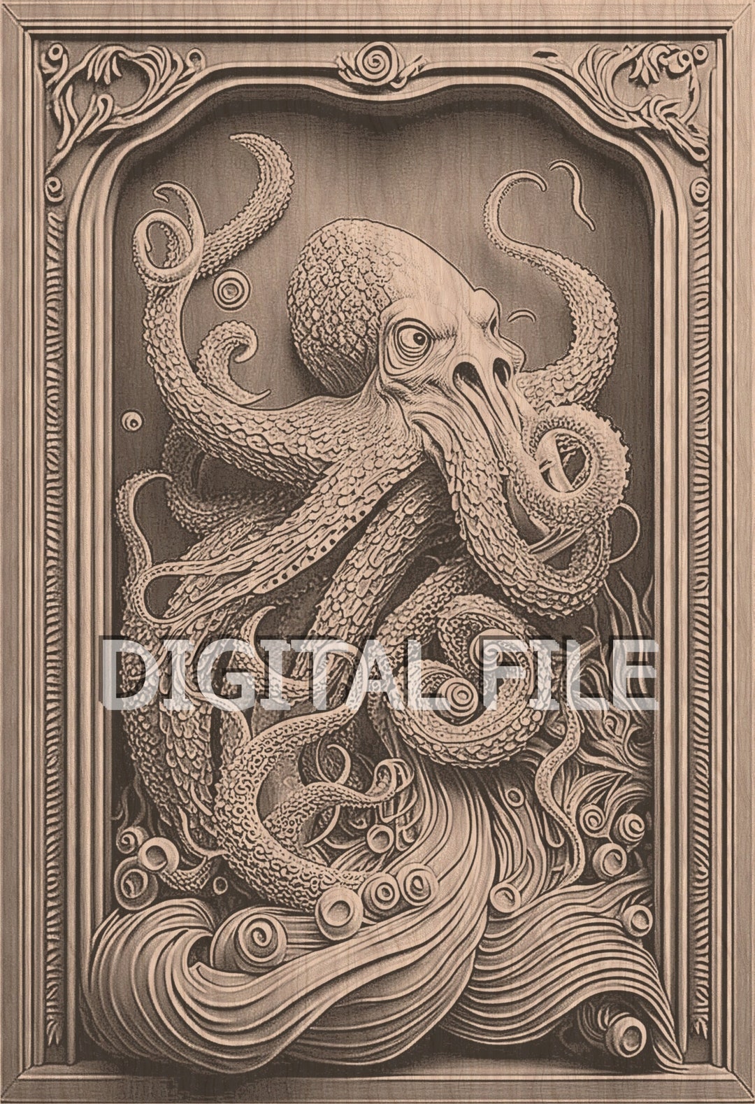 Laser Engraving Files, Octopus Png, 3D Illusion, Wood Engraving ...