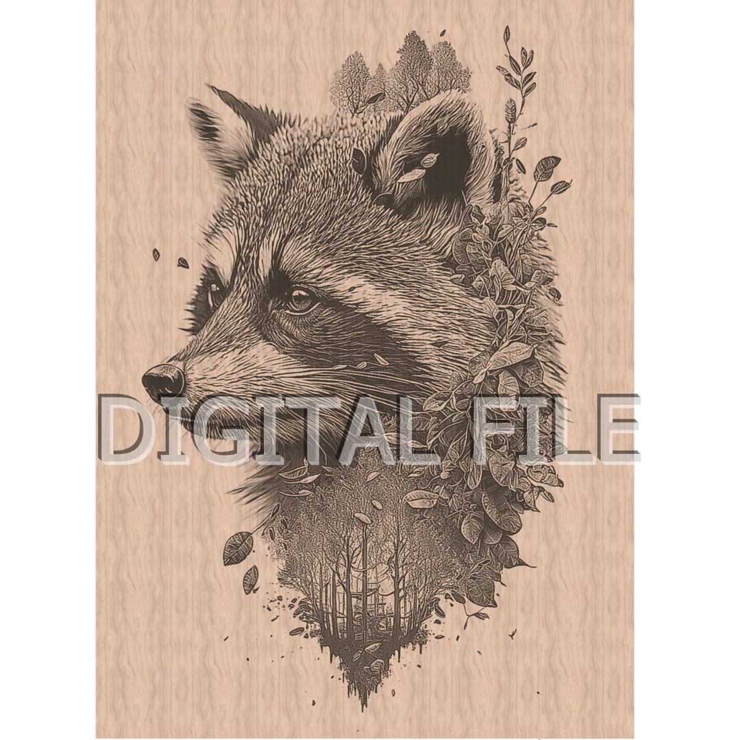 Laser Engraving Files, Raccoon, 3D Illusion, Wood Engraving, Glowforge ...