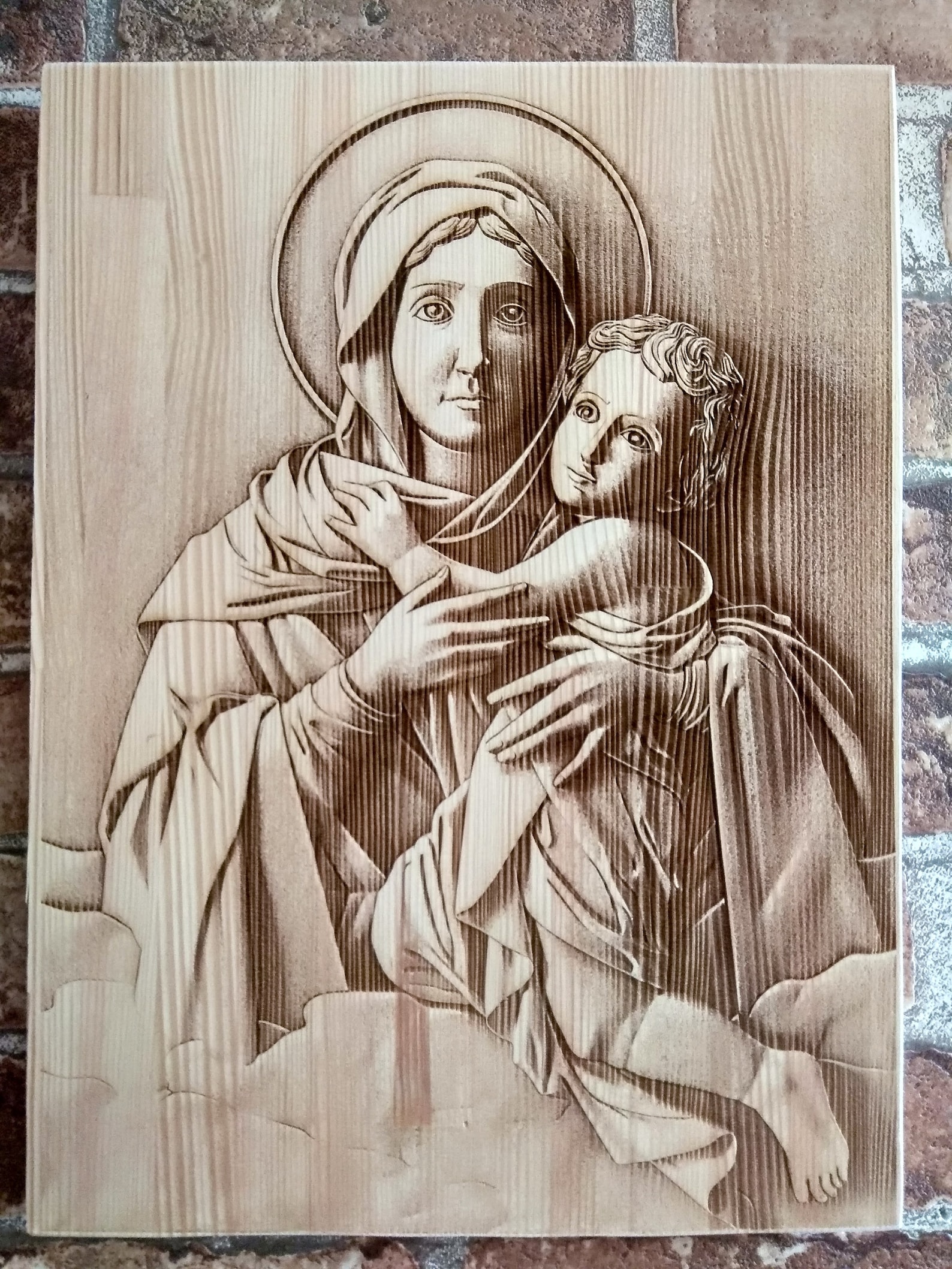 Virgin Mary Wood Wall Art, Laser Engraving 3D Religious Wood Sign. - Etsy