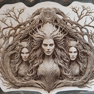 Hecate, Triple Goddess, 3D Illusion Wood Laser Engraving Wall Sign. - Etsy