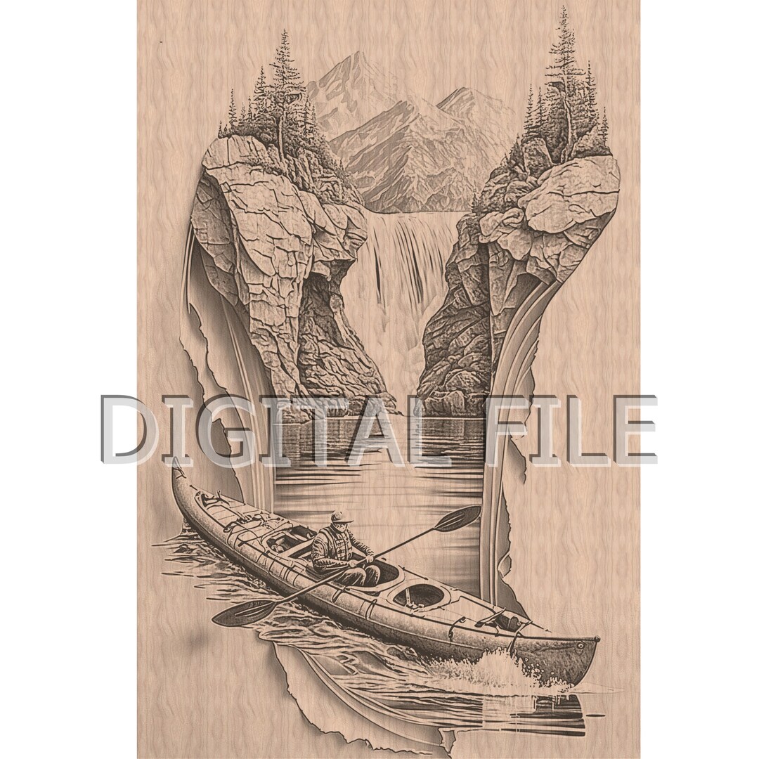 Laser Engraving Files, Kayak, Lake Life, 3D Illusion, Wood Engraving ...