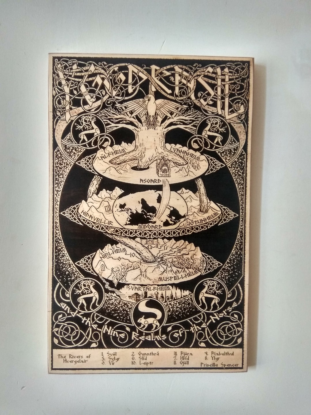 Wood Burned Yggdrasil Nine Worlds World Tree Norse Mythology - Etsy