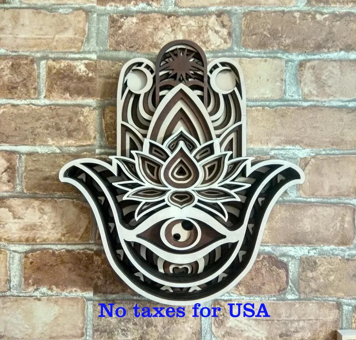 Layered Wooden Hamsa Hand Wall Hanging: Hand of Fatima Mandala - Etsy