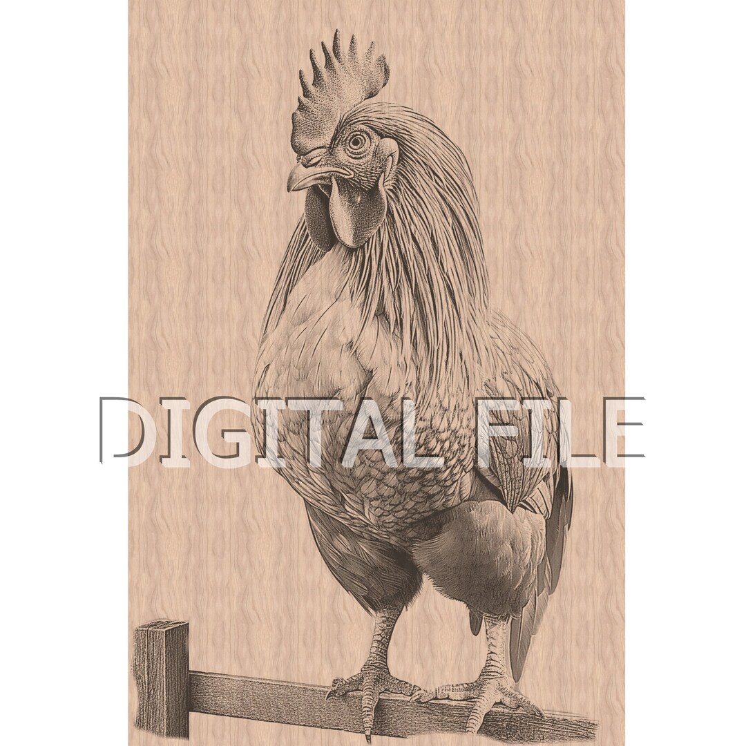 Laser Engraving Files, Rooster Png, 3D Illusion, Wood Engraving ...