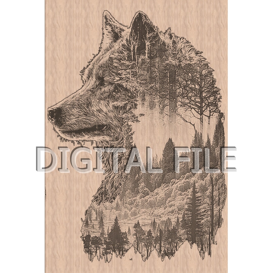 Laser Engraving Files, Forest Wolf, 3D Illusion, Wood Engraving ...