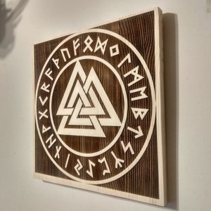 Wood Burning Viking Symbol Valknut Wall Art, Norse Mythology Wall ...