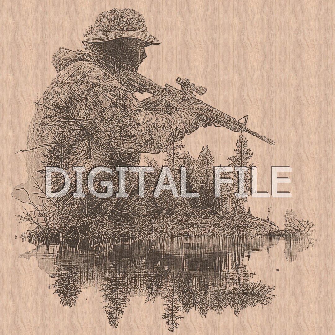Laser Engraving Files, Hunter, 3D Illusion, Wood Engraving, Glowforge ...