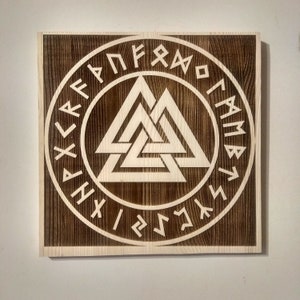 Wood Burning Viking Symbol Valknut Wall Art, Norse Mythology Wall ...